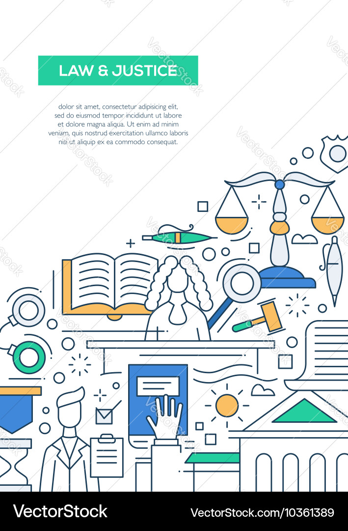 Justice & Law: Line Art Poster Royalty Free Vector Image