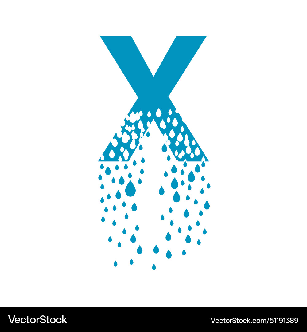 Letter x dissolves into droplets drops of liquid Vector Image