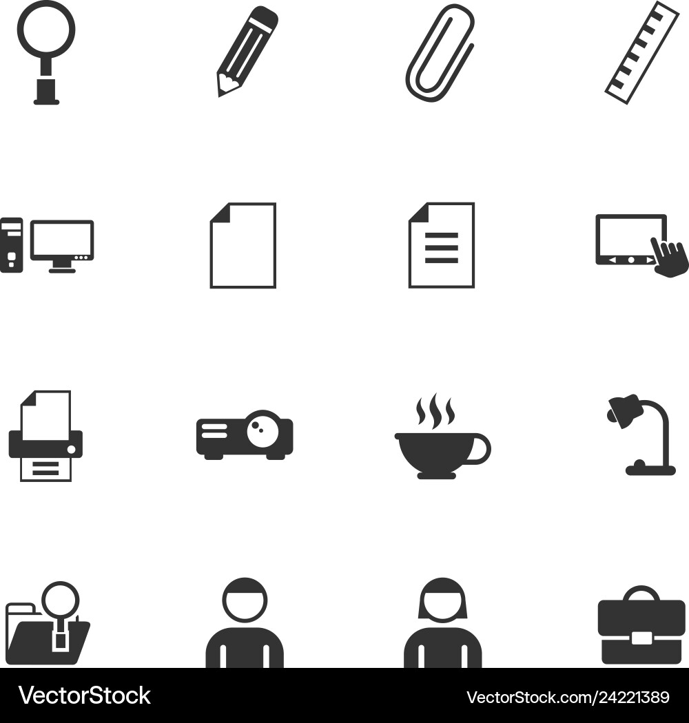 Office icon set Royalty Free Vector Image - VectorStock