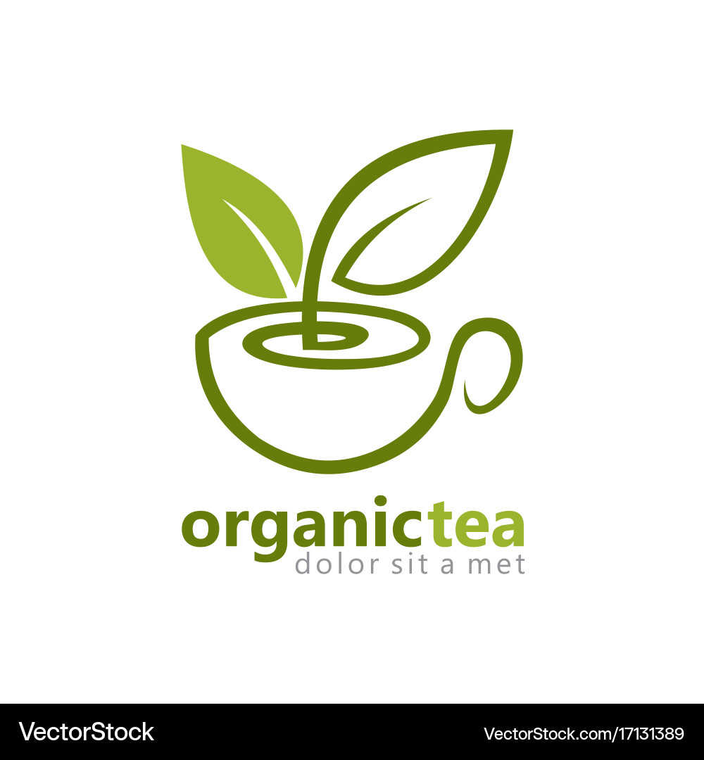 Organic green tea logo Royalty Free Vector Image