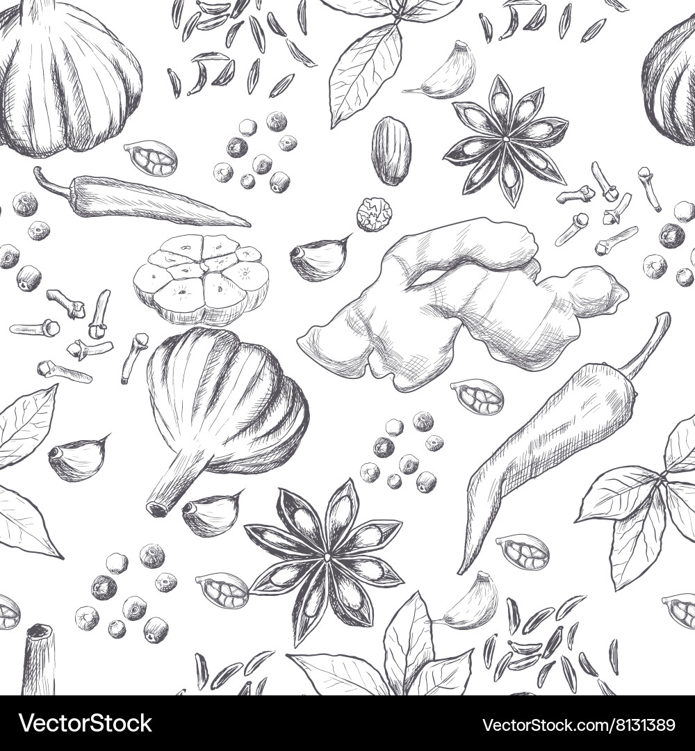 Organic Spice Seamless Pattern Royalty Free Vector Image