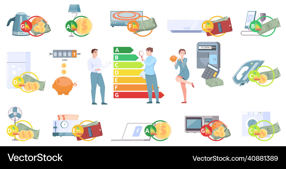 Power consumption level set Royalty Free Vector Image
