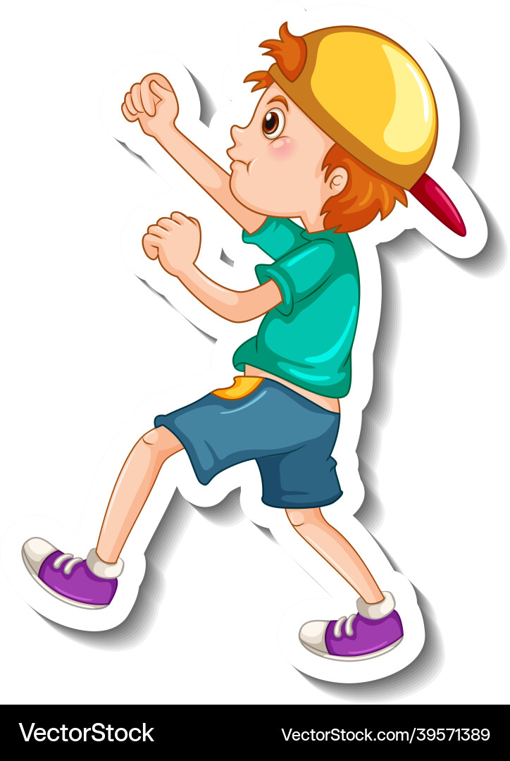 Sticker template with a happy boy cartoon Vector Image
