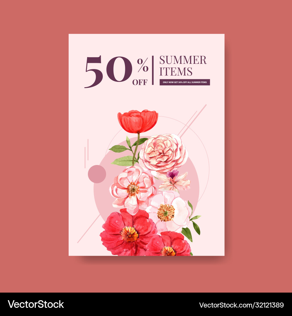 Summer Floral Poster Template Royalty Free Vector Image