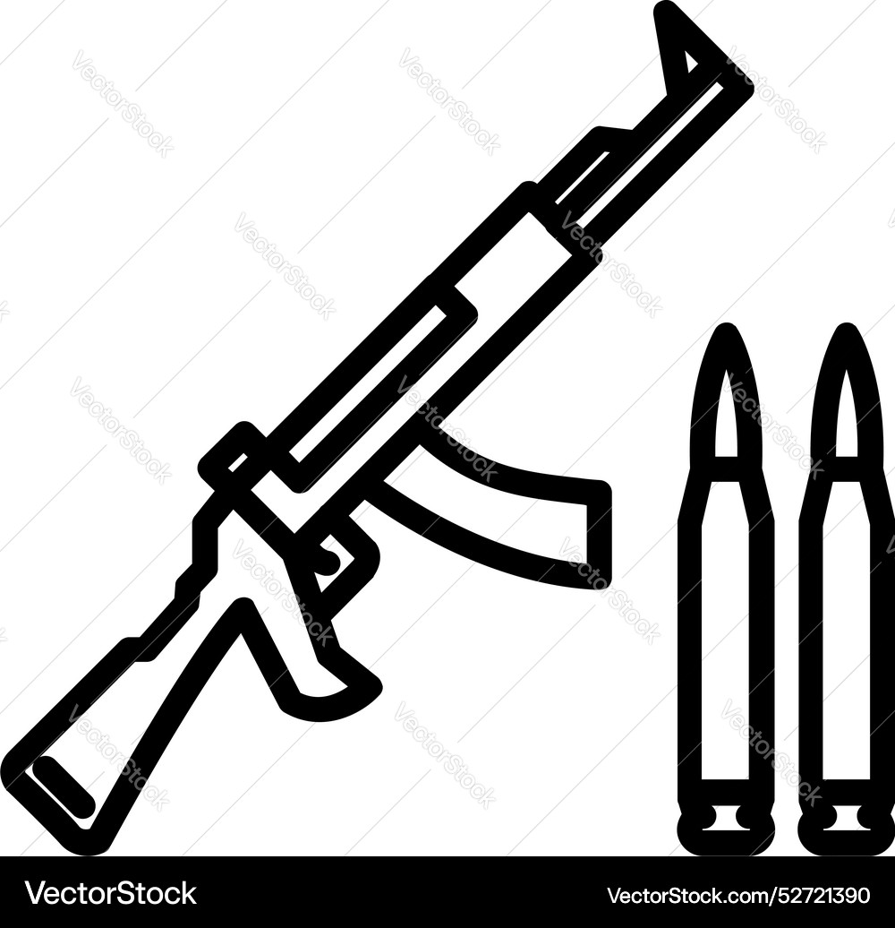 Ak 47 line icon design Royalty Free Vector Image