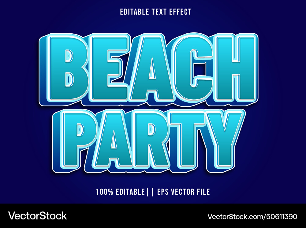 Beach party editable text effect 3d gradient style