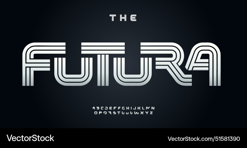 Bold techno typeface heavy geometric letters Vector Image