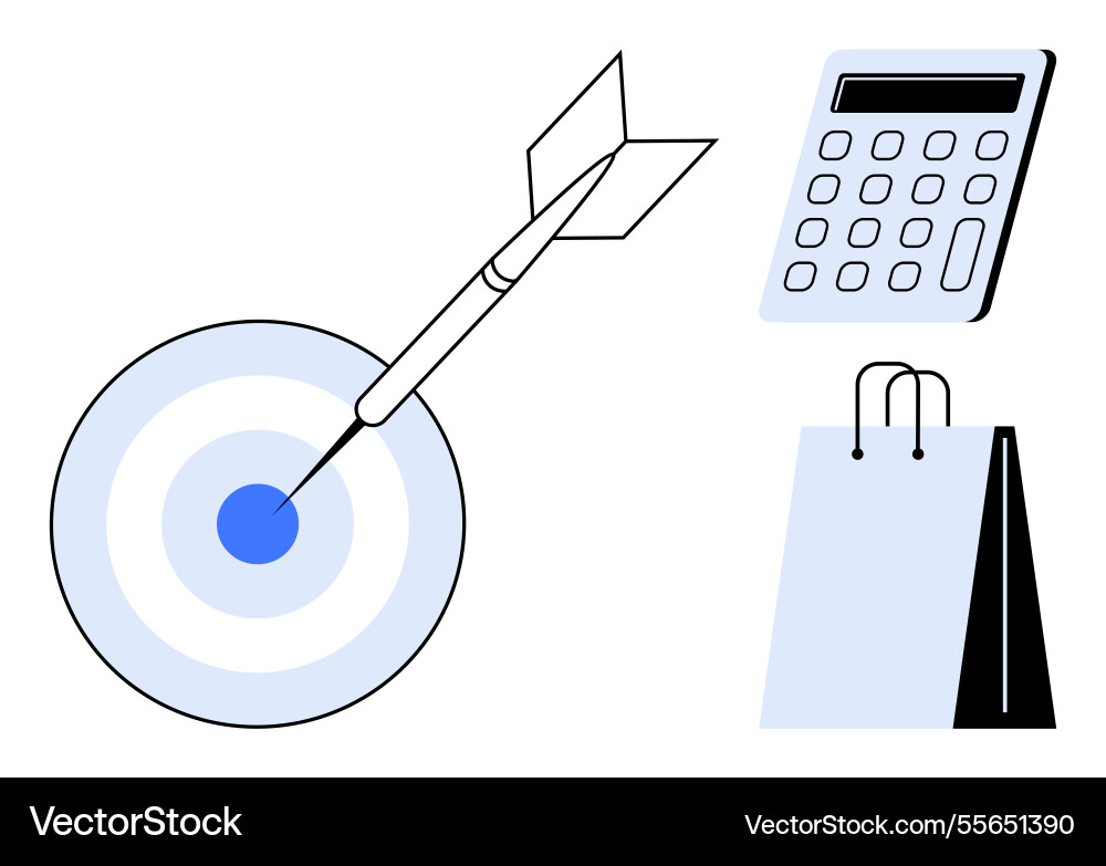 Bullseye target with arrow calculator Royalty Free Vector