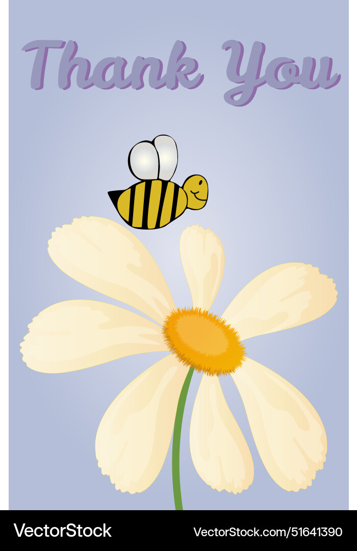 Cartoon bee and flower greeting card template Vector Image