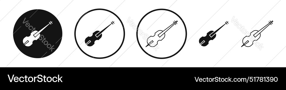 Cello icon set black filled and outlined style Vector Image
