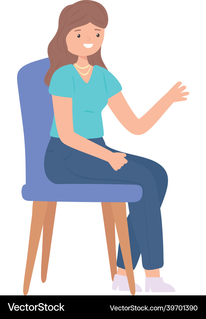 Cheerful Young Woman Sitting Royalty Free Vector Image