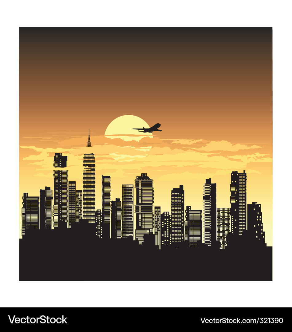 City Skyline Sunset Royalty Free Vector Image - VectorStock