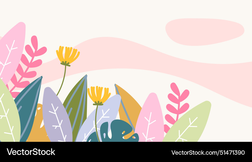 Colorful colourful spring background with plants Vector Image