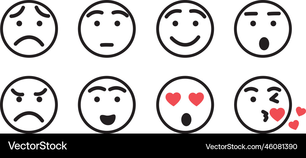 Emoji icon set of satisfaction level Royalty Free Vector