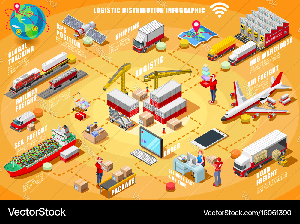 Express delivery infographic isometric Royalty Free Vector