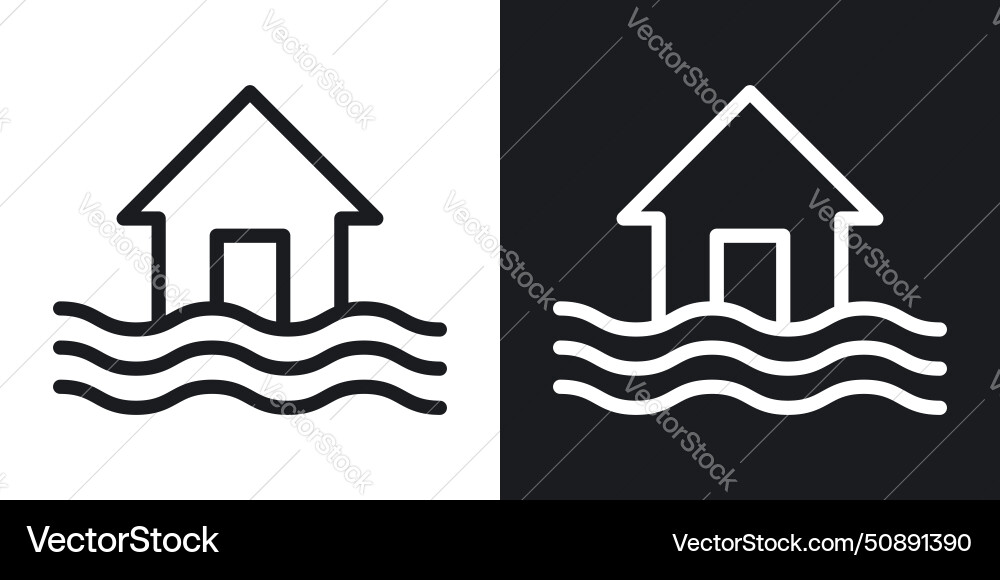 Flood disaster sign icon set flood-prone area Vector Image
