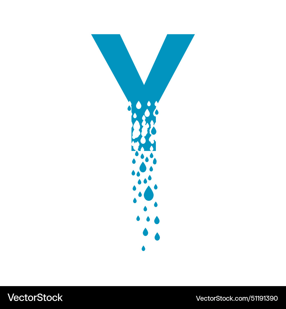 Letter y dissolves into droplets drops of liquid Vector Image
