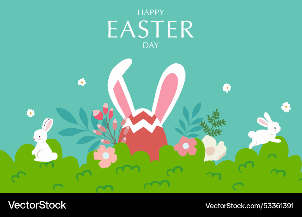 Collection of easter background set with rabbit Vector Image
