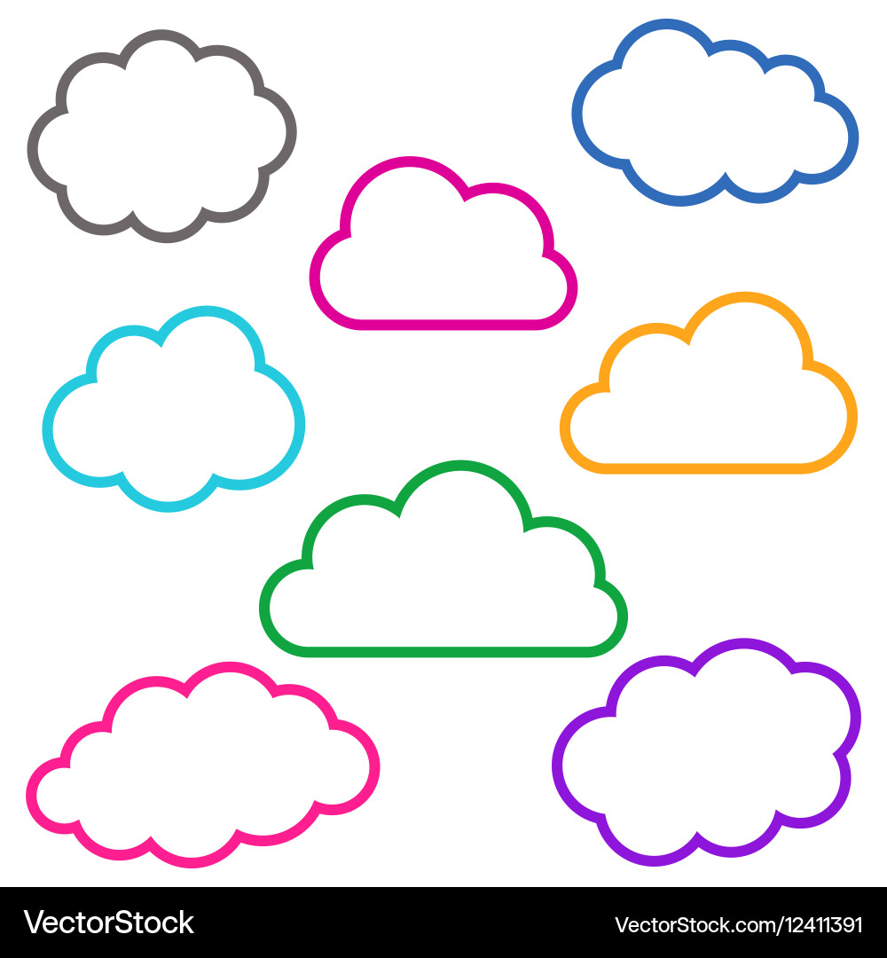 Colorful cloud outlines collection Royalty Free Vector Image