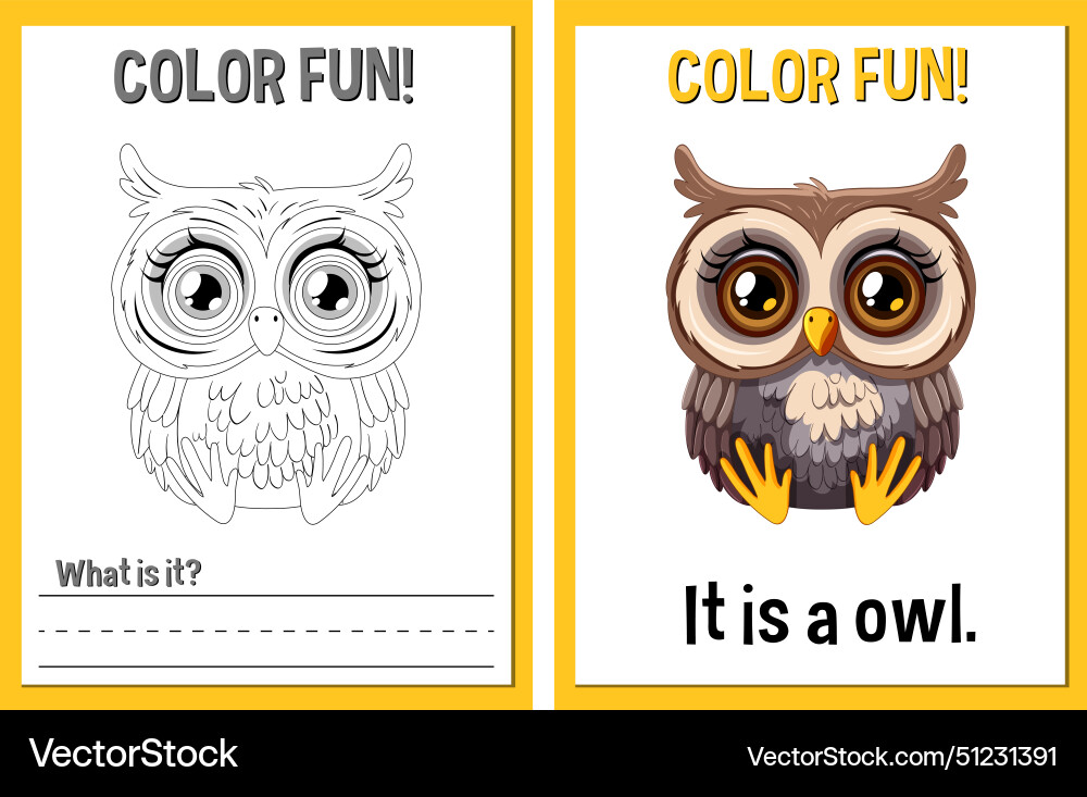 Coloring and educational activity with cute owl Vector Image