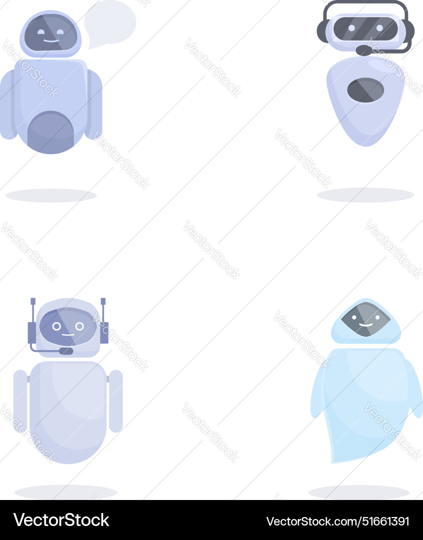 Cute cartoon robot set Royalty Free Vector Image