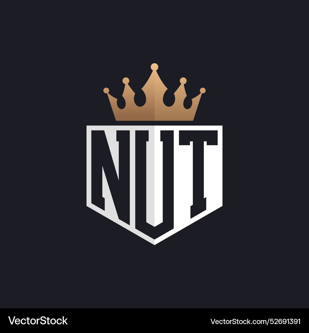 Luxury nut logo with crown elegant initials Vector Image