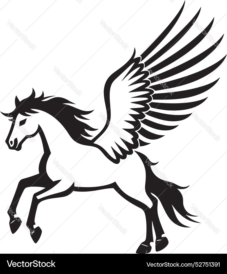 Mythical flight pegasus emblem design icon Vector Image