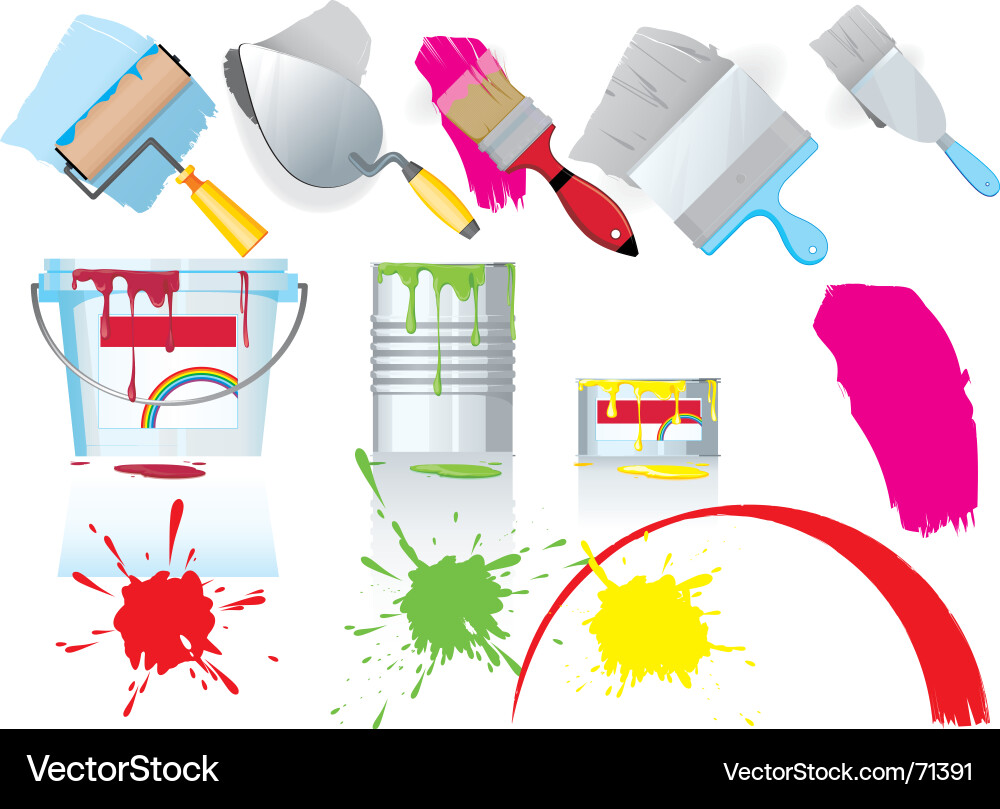 Paint and tools Royalty Free Vector Image - VectorStock