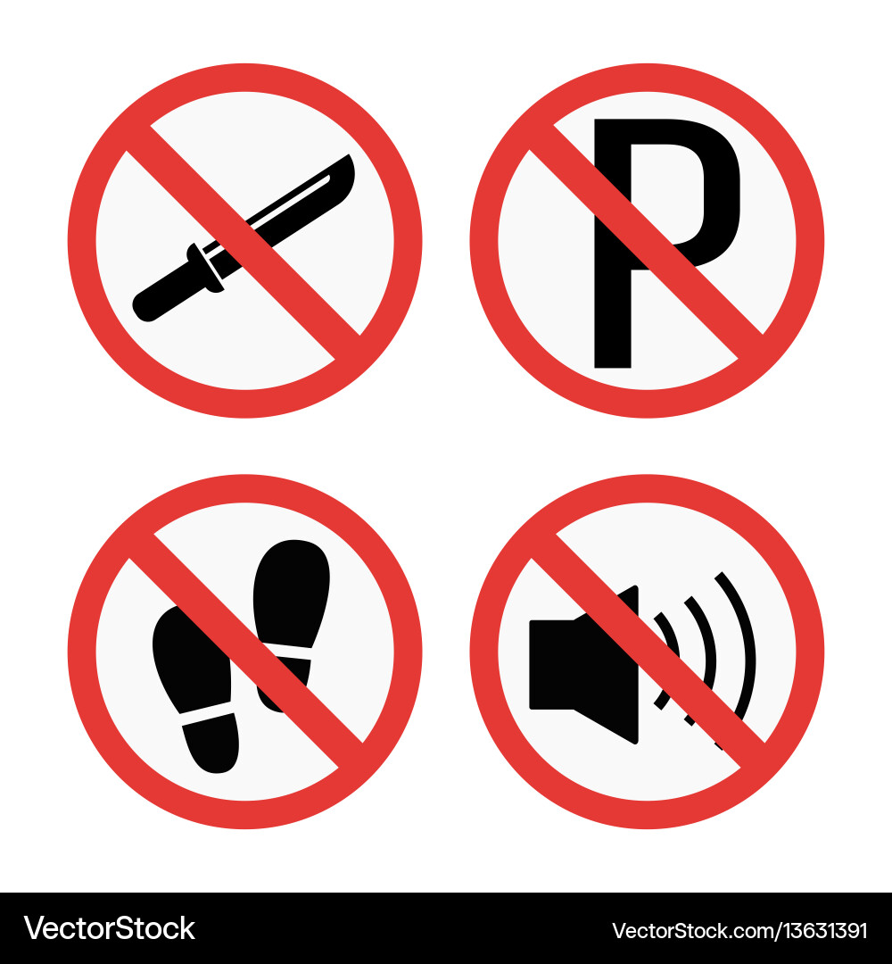 Prohibition signs set safety information Vector Image