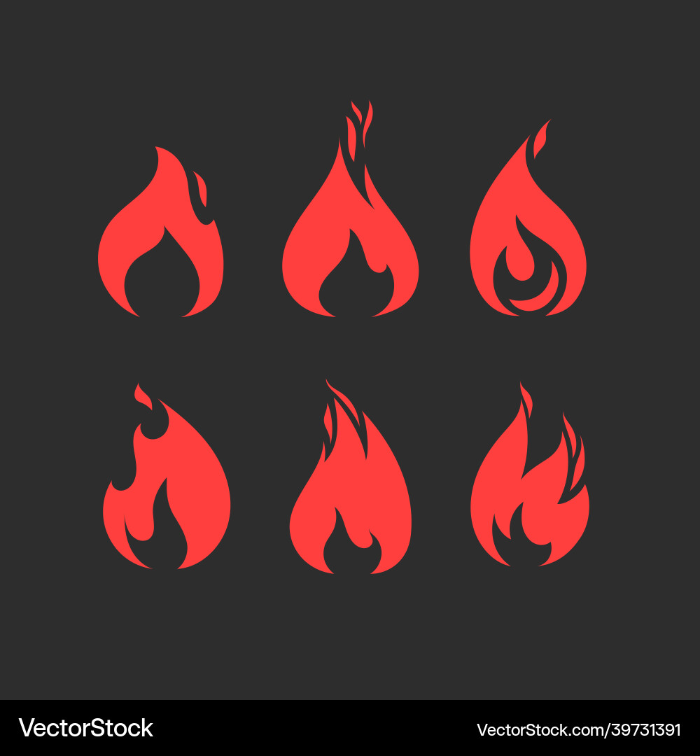 Red flame icons collection Royalty Free Vector Image