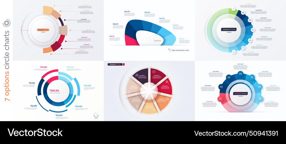 Seven option circle infographic design templates Vector Image