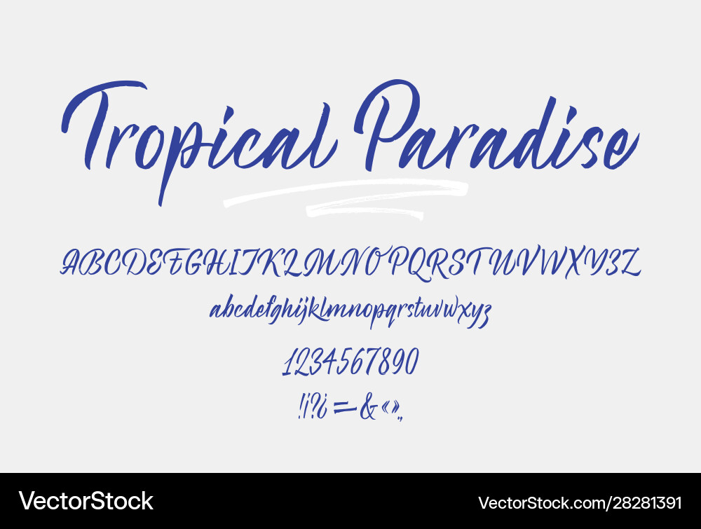 Tropical paradise handwritten font script Vector Image