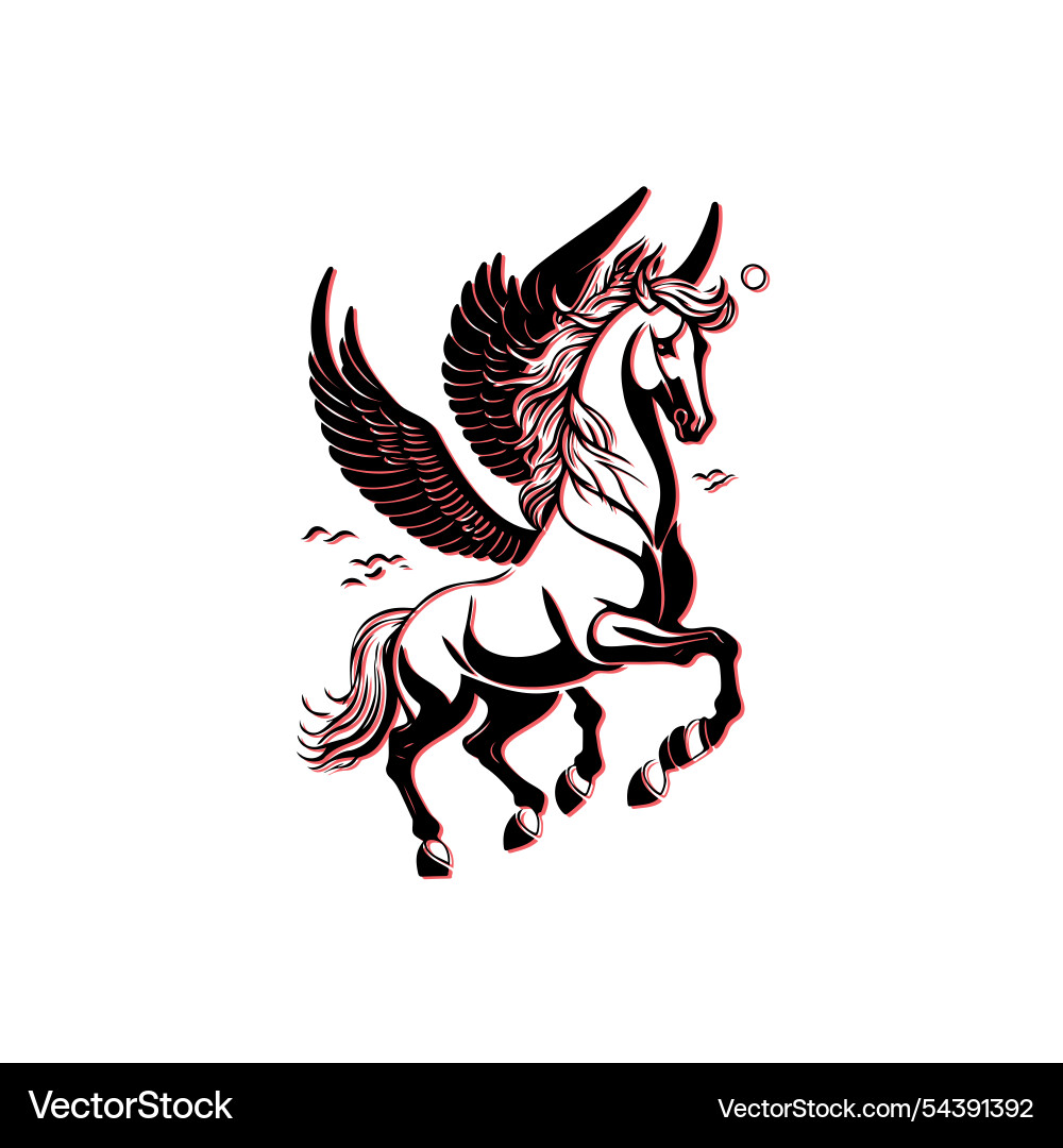 Black and red pegasus mythical creature design Vector Image