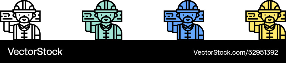 Carpenter icon outline green blue and yellow Vector Image
