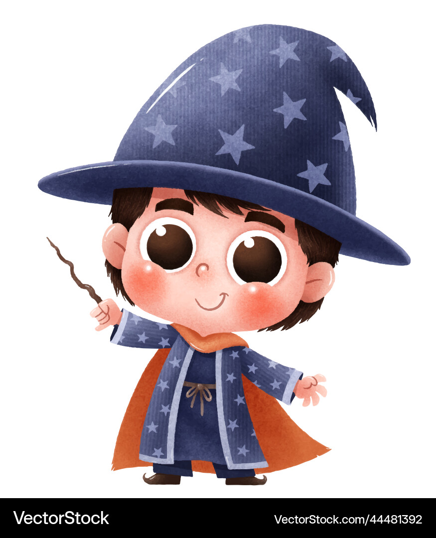 Cute wizard costume Royalty Free Vector Image - VectorStock