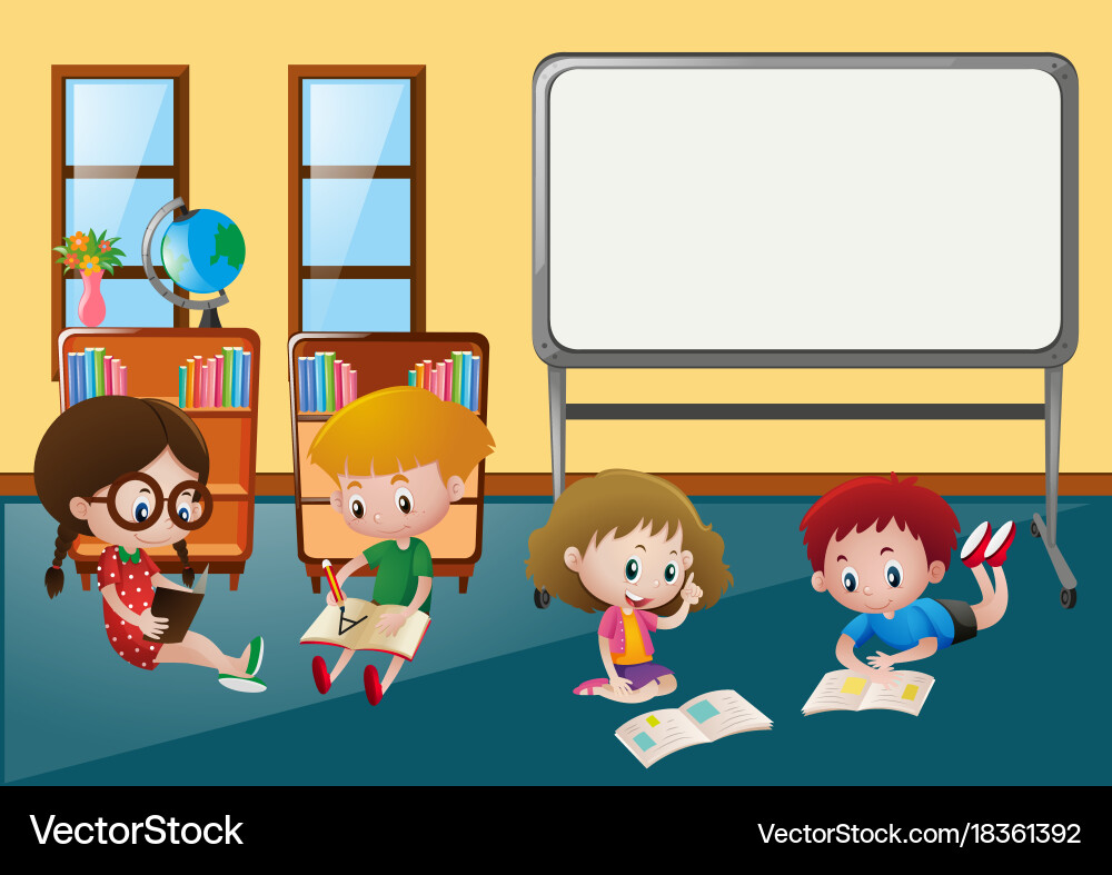 Kids learning in classroom Royalty Free Vector Image
