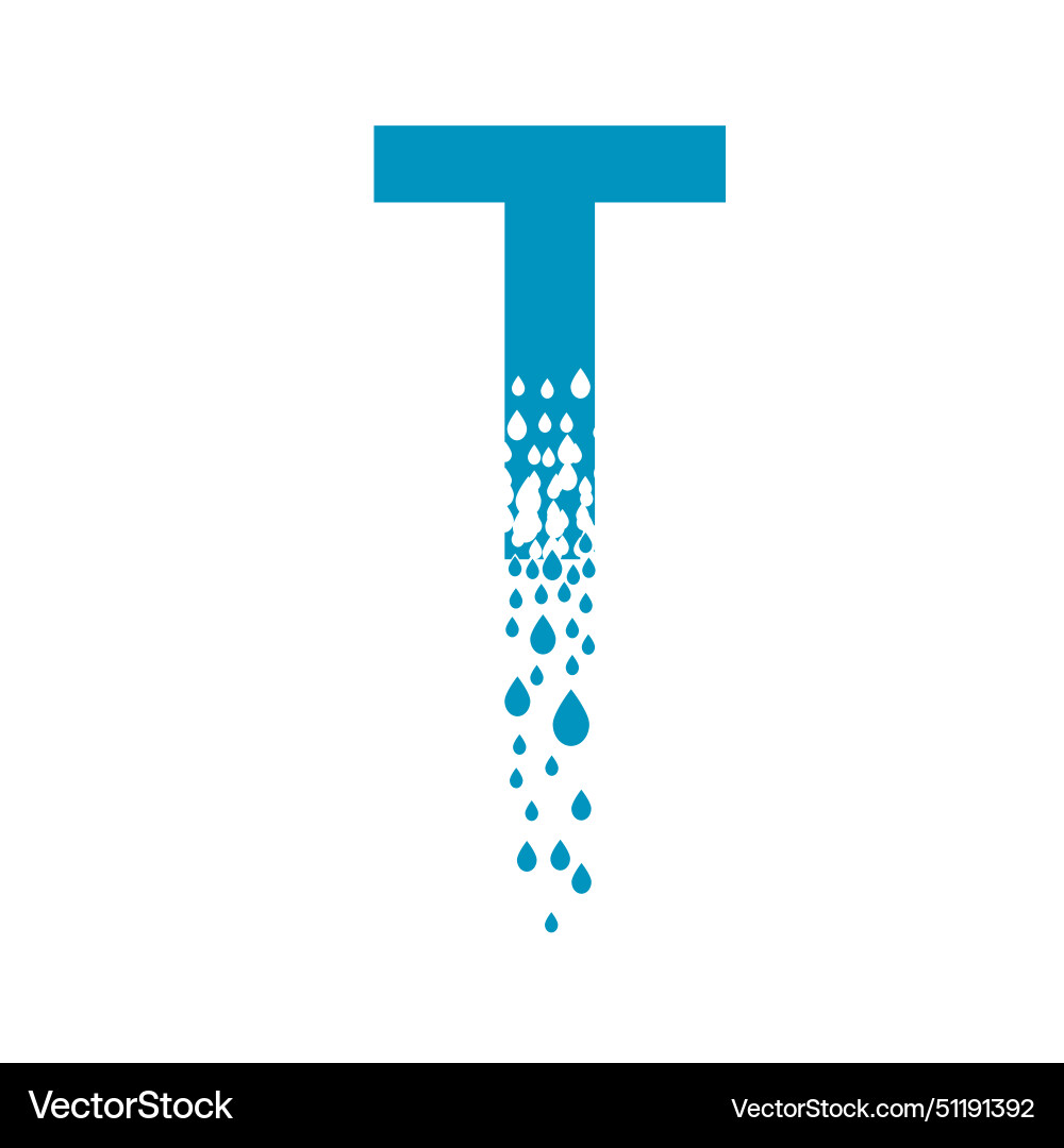 Letter t dissolves into droplets drops of liquid Vector Image
