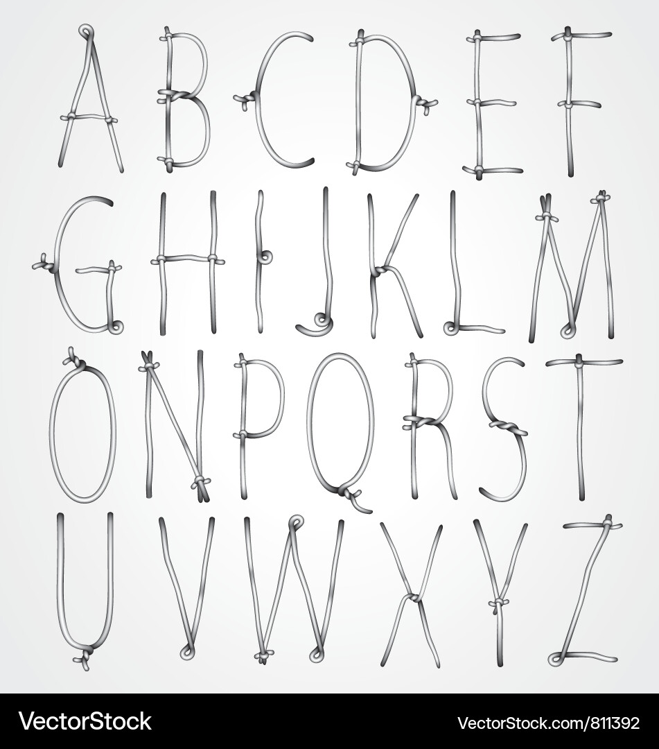 Metallic Wire Alphabet Royalty Free Vector Image