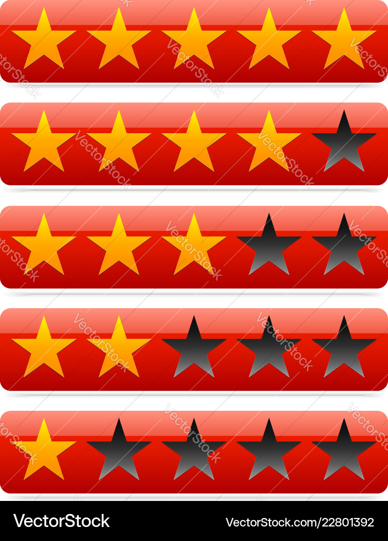 Red star rating template Royalty Free Vector Image
