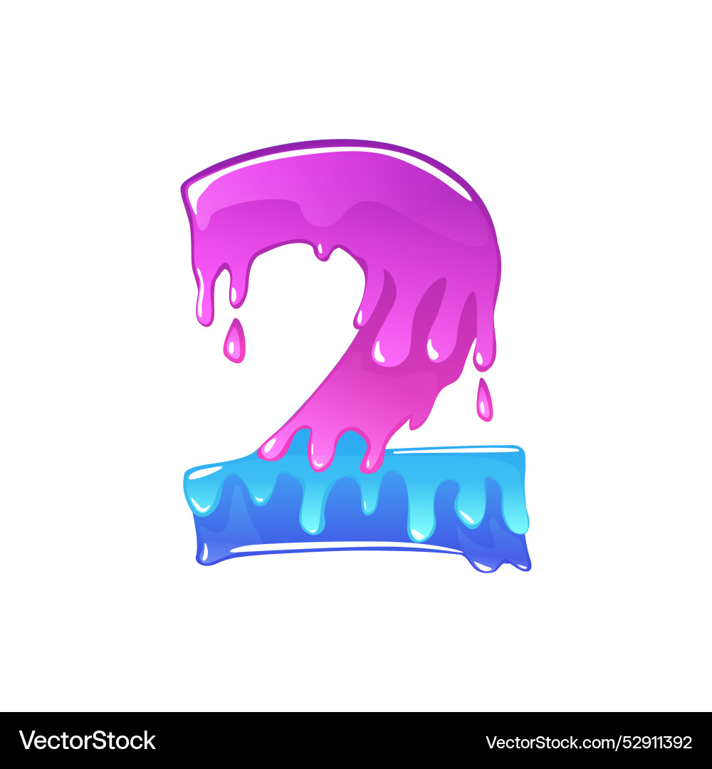 Slime cartoon number 2 figure two Royalty Free Vector Image