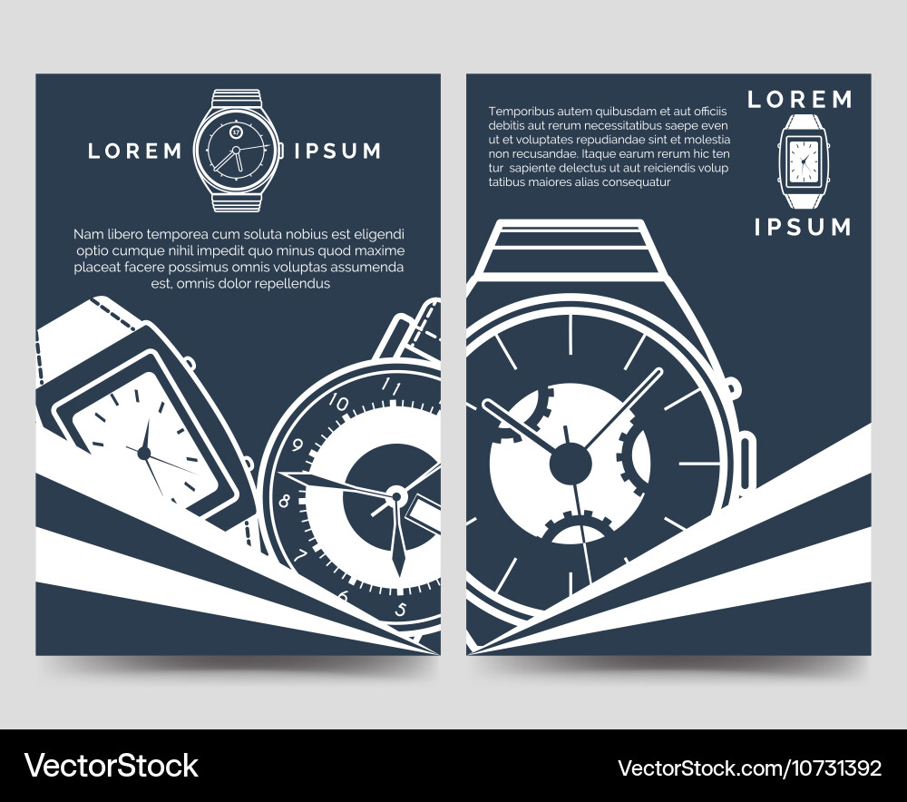 Watch Flyer Template Set - Time & Clock Vector Image