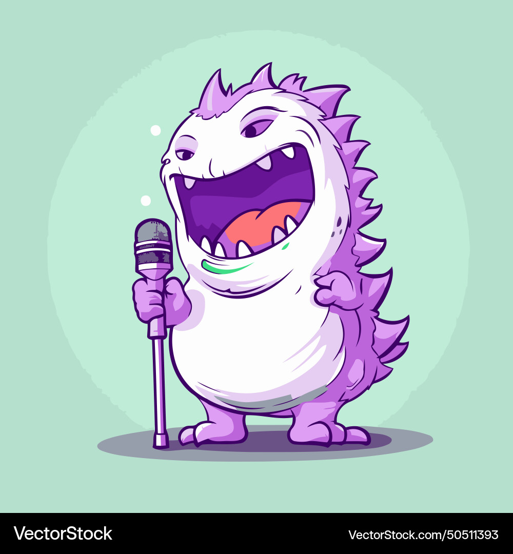 Cartoon cute monster singing a song Royalty Free Vector
