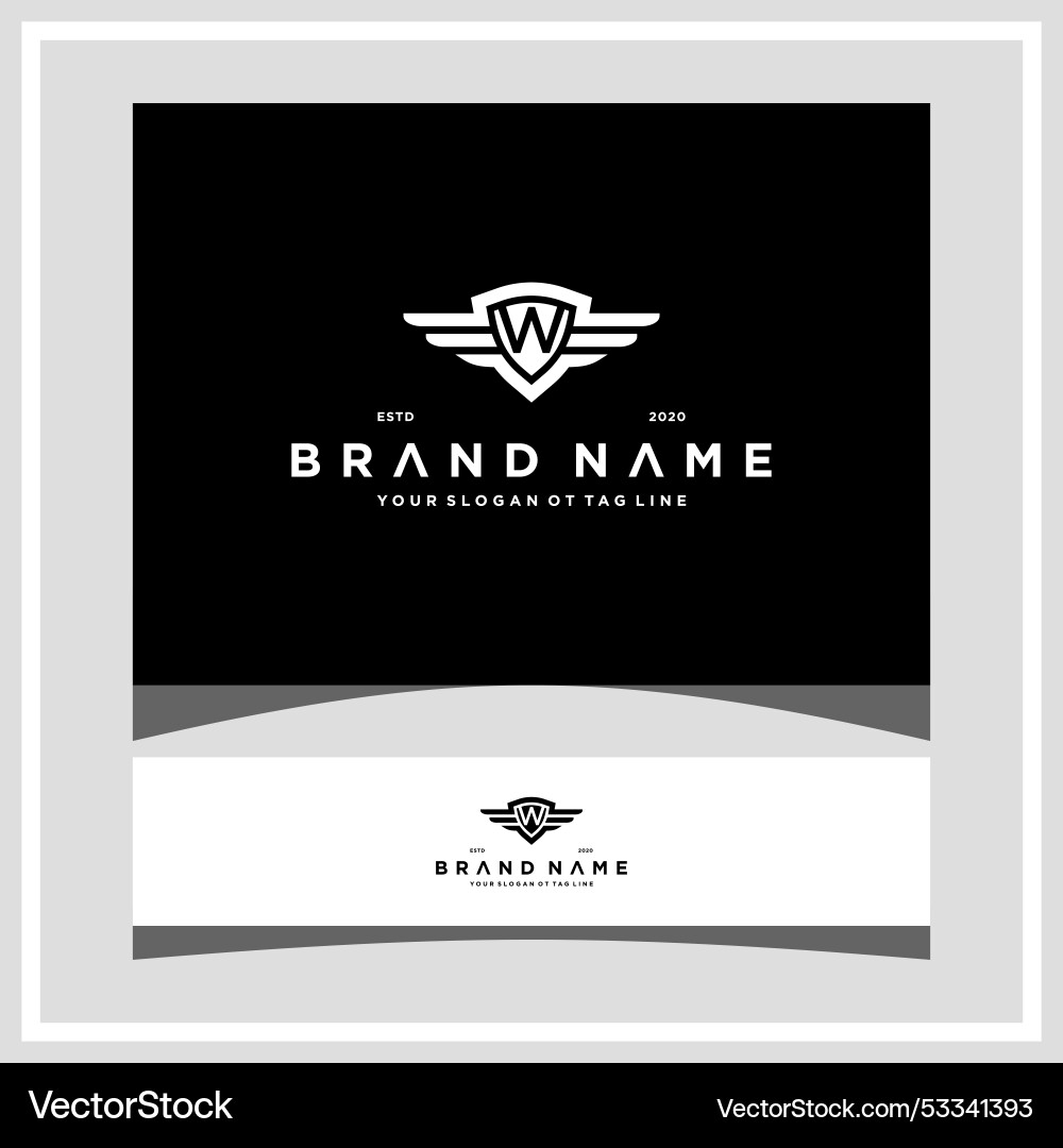 Creative letter w shield wing logo design concept Vector Image