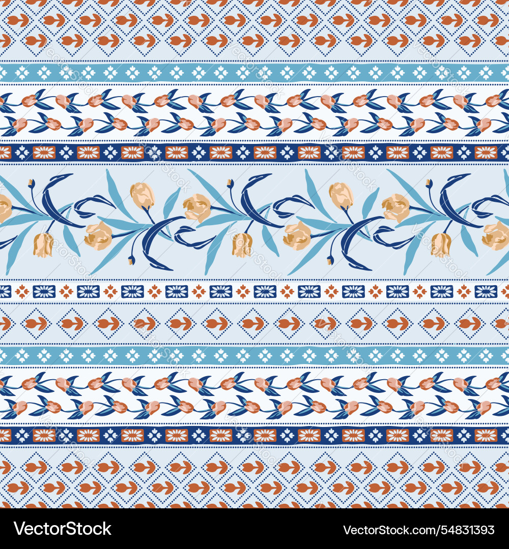 Ethnic border pattern with colorful flowers design