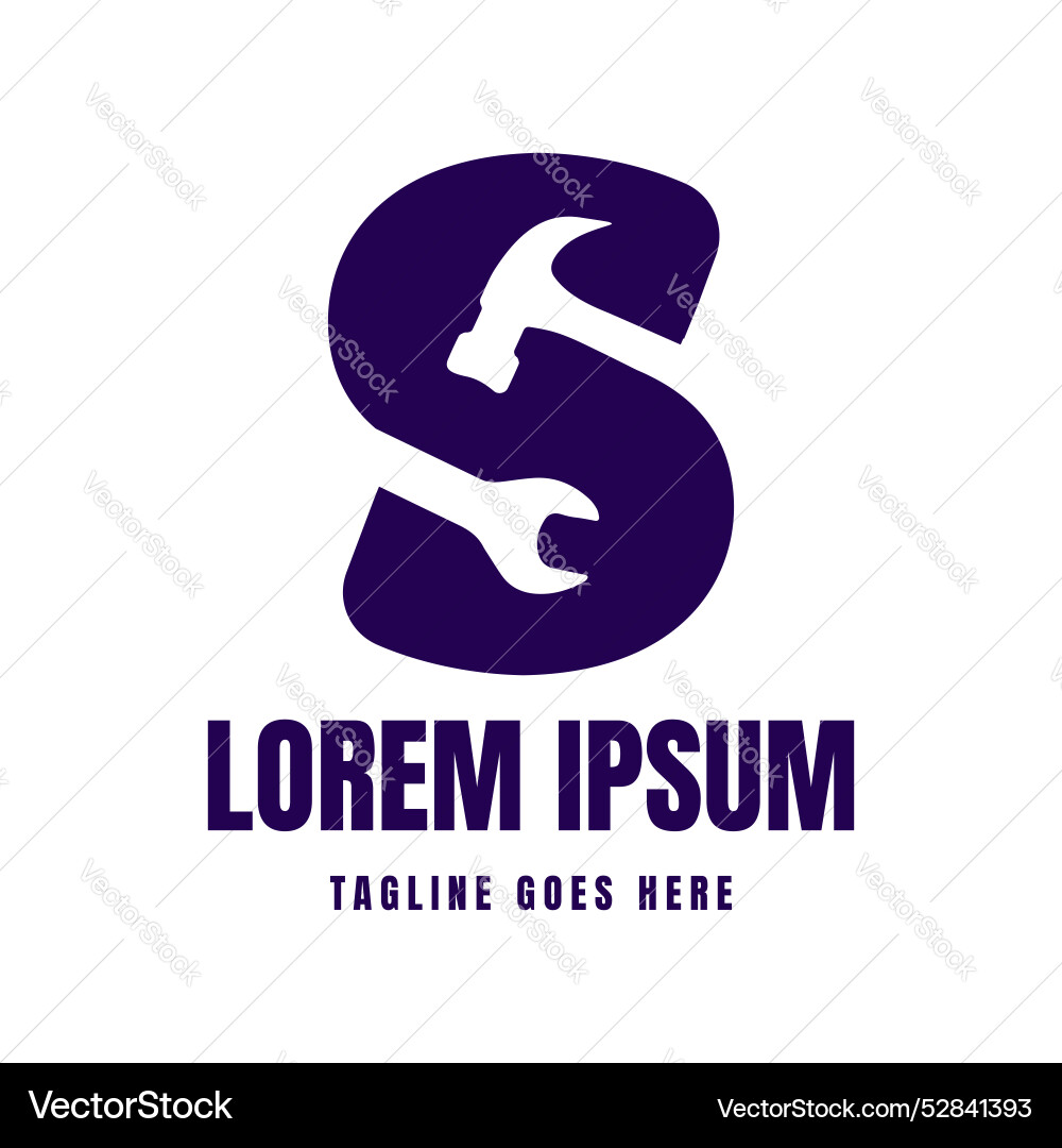 Initial letter s with hammer and wrench Royalty Free Vector