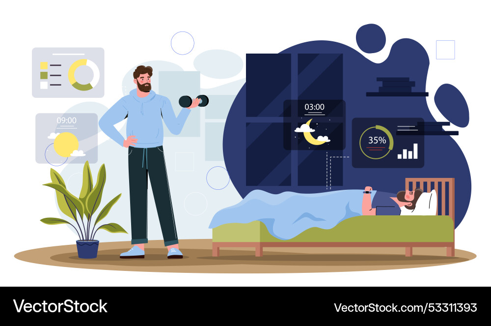 Man with internal biological clock young guy Vector Image