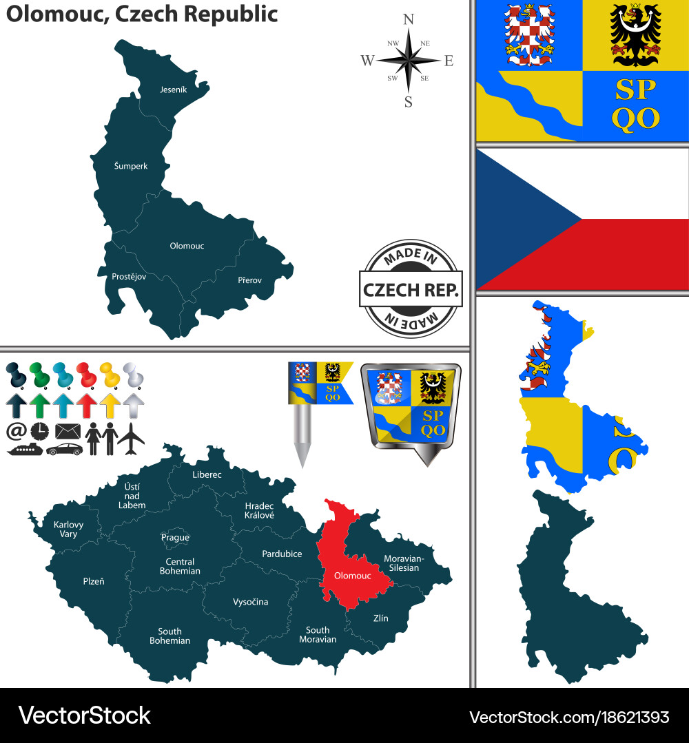 Map of olomouc czech republic Royalty Free Vector Image