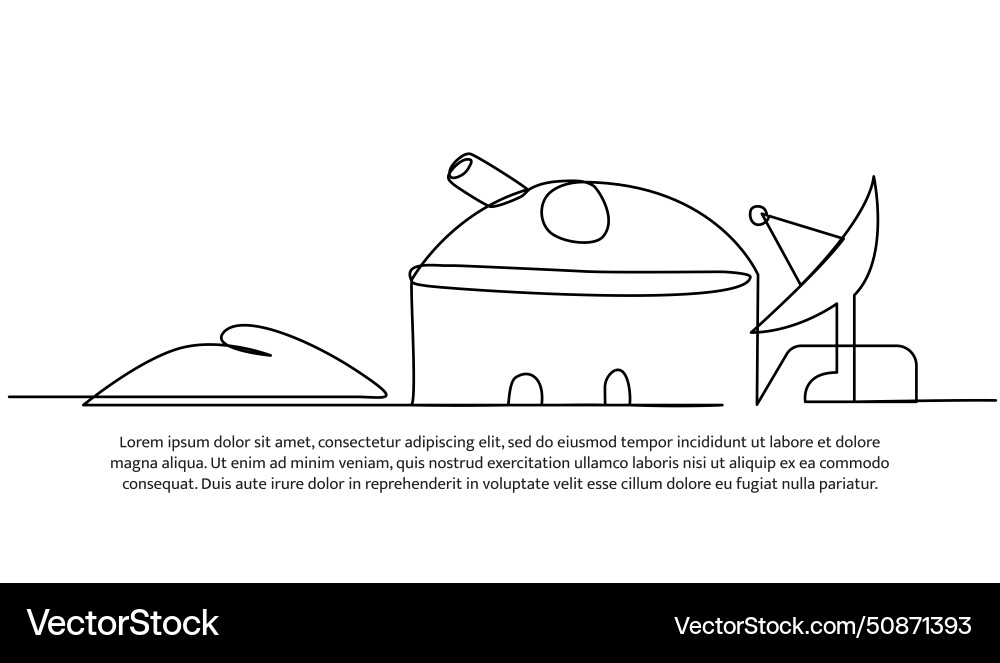 One continuous line of space observation lab Vector Image