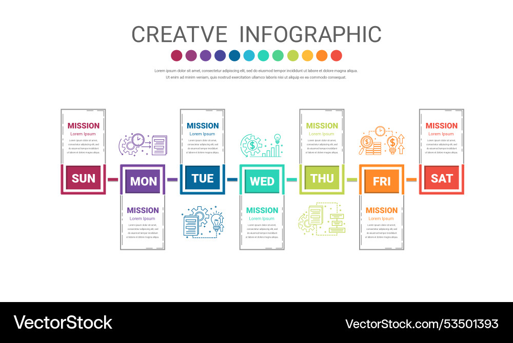 Timeline business for 7 day week Royalty Free Vector Image