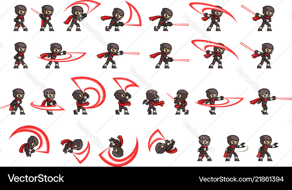Ninja Sprites Vector Images (38)